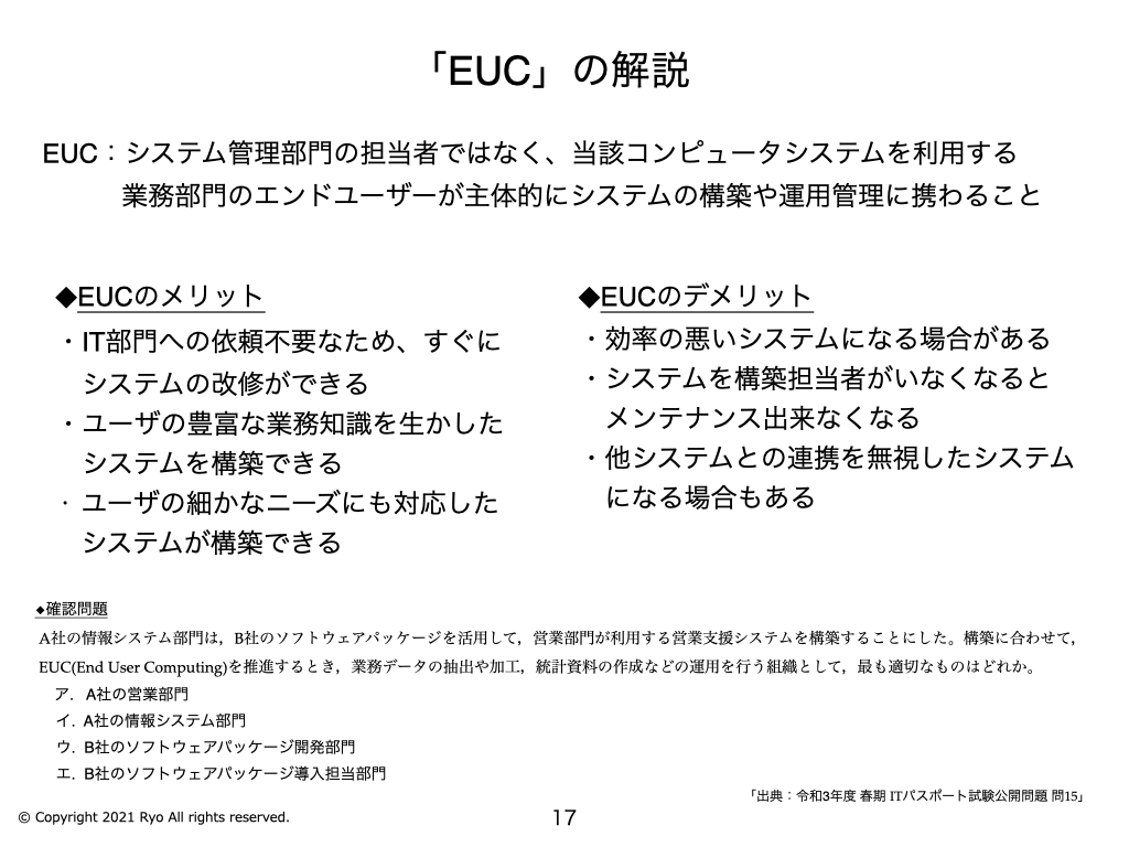 「EUC」「マーチャンダイジング」の解説 | IT study session〜よく分かるITパスポート試験の解説〜